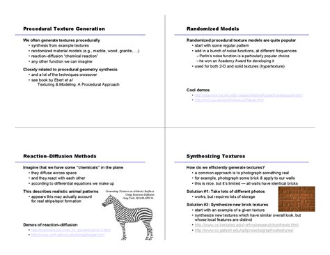 Notes On Texture Generation Randomized Models Cs 418 Docsity