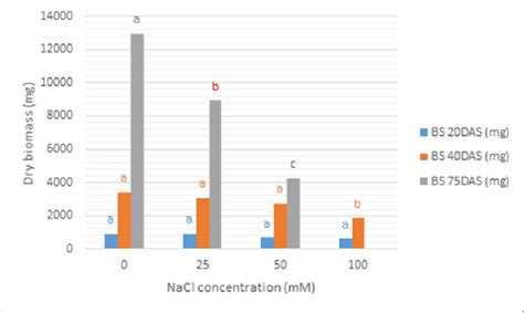 Effect Of Salinity On Dry Biomass In Peanut Variety 73 33 At 20 Das 40 Download Scientific