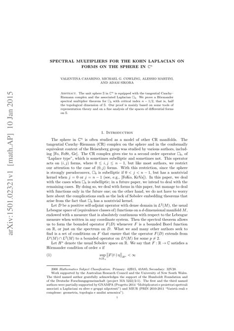 Pdf Spectral Multipliers For The Kohn Laplacian On Forms On The