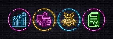 Software Bug Budget Accounting And Graph Chart Minimal Line Icons For