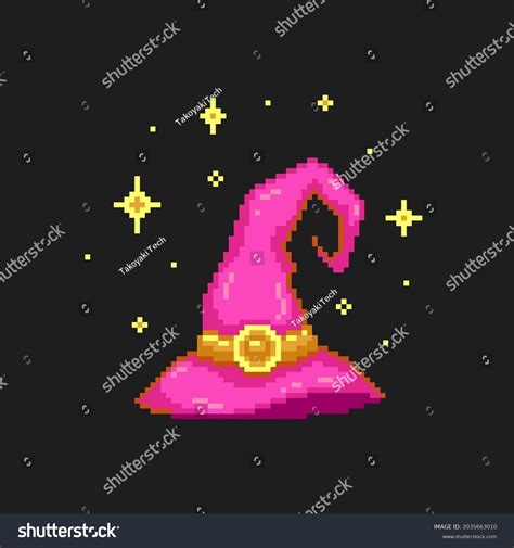 Pixel Art Pink Witch Hat Retro Stock Vector Royalty Free 2035663010 Shutterstock