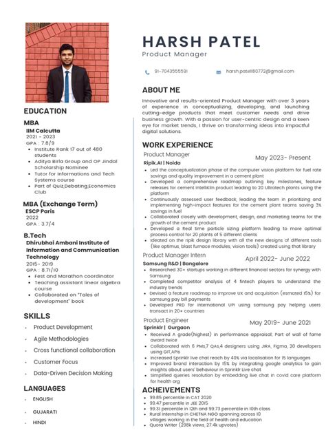 Harsh Patel Resume Pdf Computing