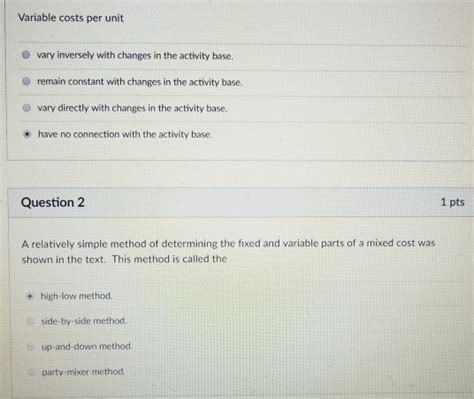Solved Variable Costs Per Unit Vary Inversely With Changes Chegg Com