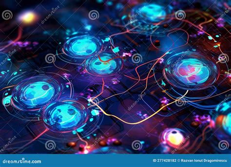 Futuristic Tech Background With Glowing Bioluminescent Elements Circuitry And Microchips Ai