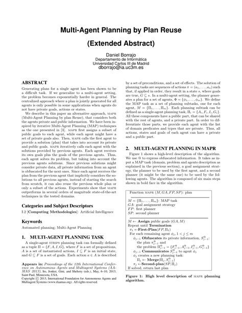 Pdf Multi Agent Planning By Plan Reuse