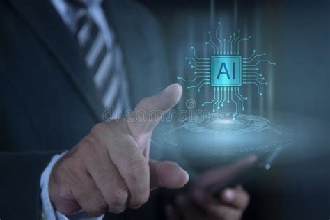 Businessman Touching The Ai Artificial Intelligence Board In Shape
