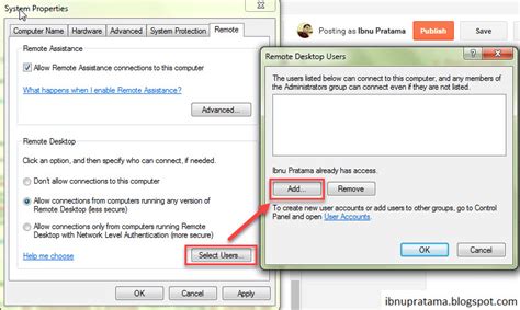 Ibnupratama Set Remote Desktop Windows 7