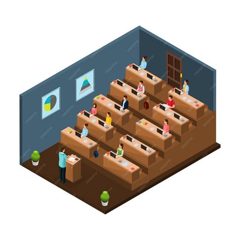 free vector isometric university education concept with professor
