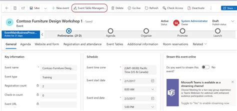 Event Table Management Orby