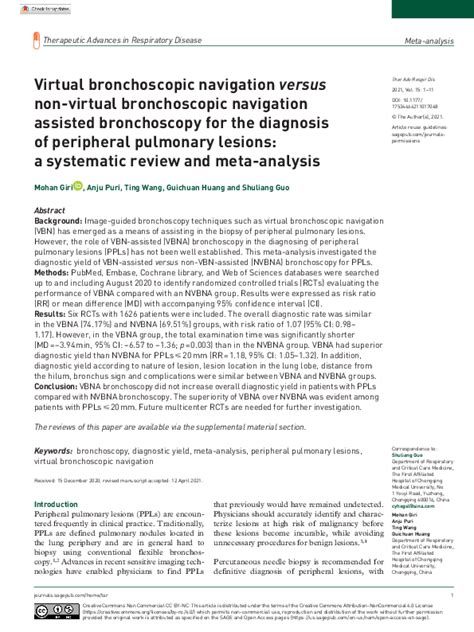 Pdf Virtual Bronchoscopic Navigation Versus Non Virtual Bronchoscopic Navigation Assisted