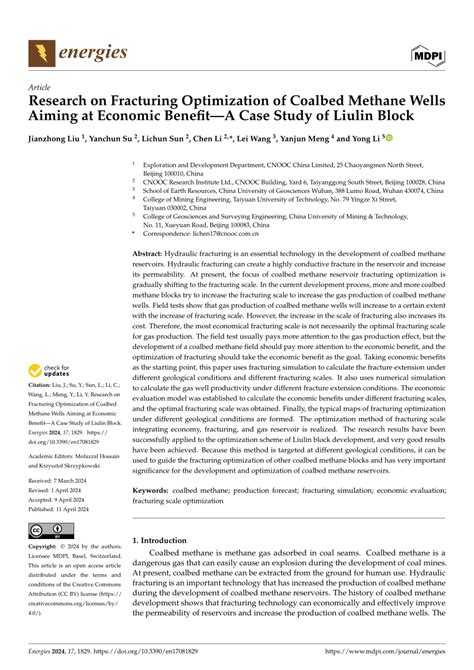 Pdf Research On Fracturing Optimization Of Coalbed Methane Wells Aiming At Economic Benefit—a