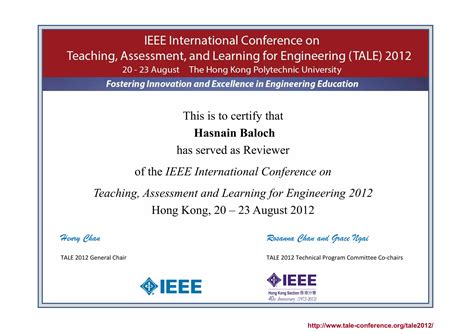 Tale 2012 Ieee Conference Certificate 33 Signed Ppt