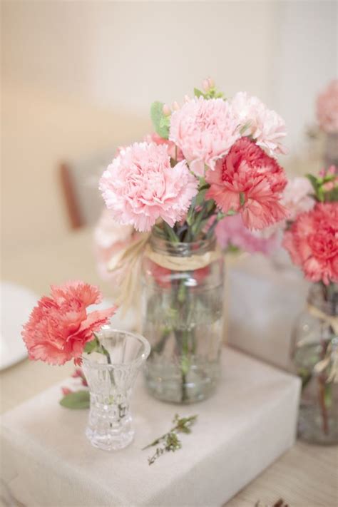 Pink And Neutral Diy Dessert Party Pink Carnation Centerpieces Pink