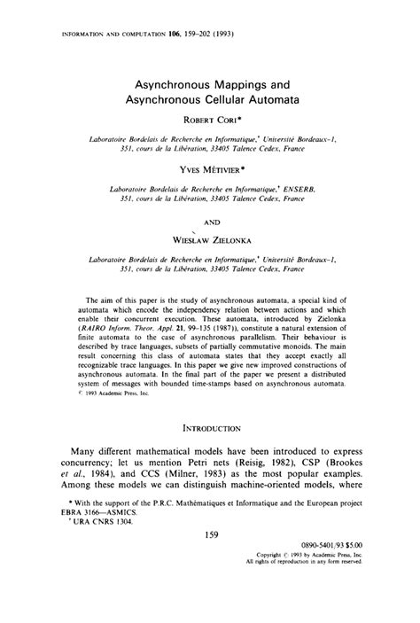 Pdf Asynchronous Mappings And Asynchronous Cellular Automata