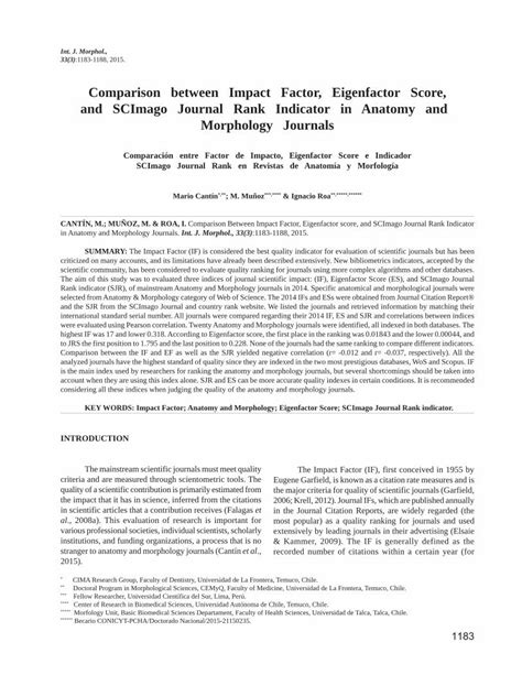 Pdf Comparison Between Impact Factor Eigenfactor Score And