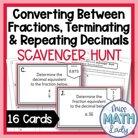 Converting Fractions Terminating And Repeating Decimals Activity