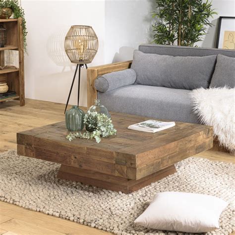 Leonce Table Basse Carrée Bois Massif Marron Leroy Merlin