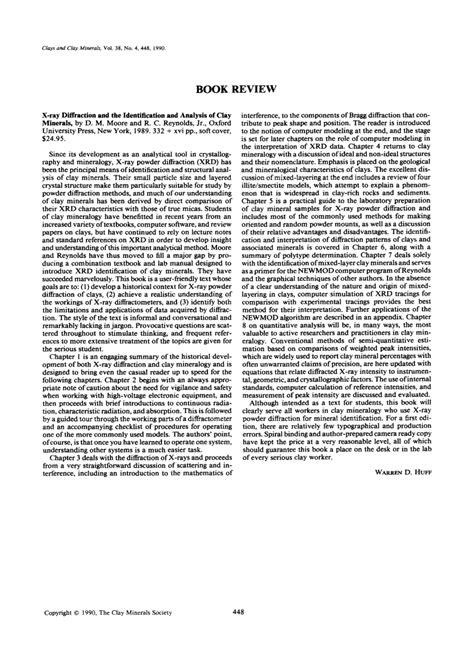 Pdf X Ray Diffraction And The Identification And Analysis Of Clay Minerals