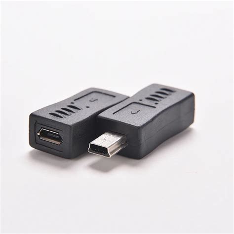 Pc Type Straight L Shape Black Micro Mini Usb Female To Mini Micro Usb Male Adapter