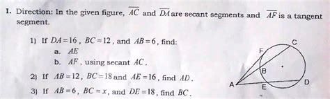 Solved I Direction In The Given Figure Ac And Da Are Secant