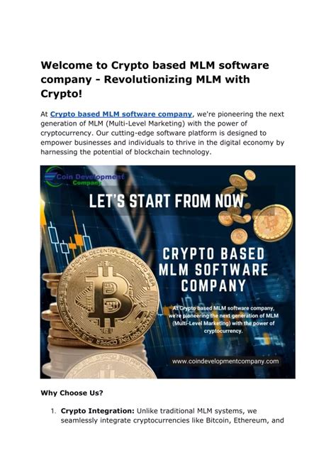 Ppt Welcome To Crypto Based Mlm Software Company Revolutionizing Mlm With Crypto Powerpoint