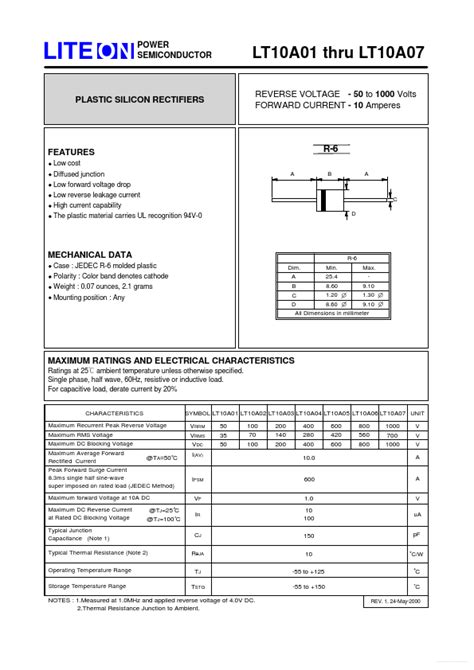 Lt10a03 Lt10a04 Lite Datasheet Lt10a04 Lite Ontechnology Pdf Lt10a01 Lt10a07 Plastic