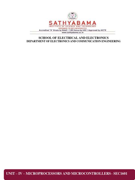 Sec1601 Microprocessors And Microcontrollers Course Material Unit Iv Pdf Microcontroller