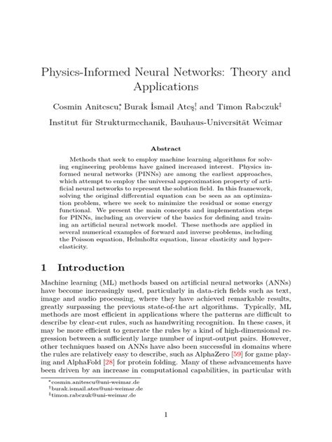 Physics Informed Neural Network Theory And Applications Pdf Artificial Neural Network