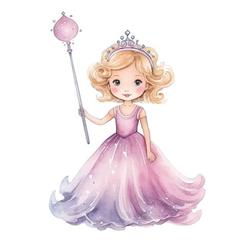 عصا الألوان المائية للأميرة الصغيرة ألوان مائية جذاب جنية Png صورة