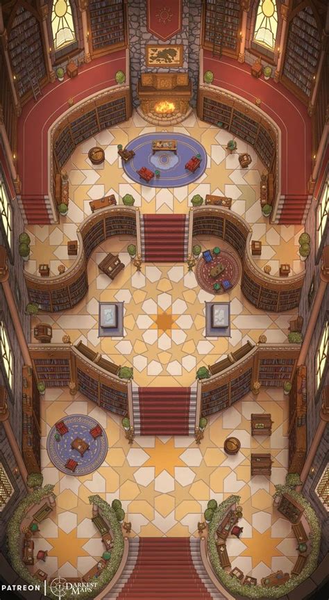 Castle Library 62x34 Darkest Maps Dnd World Map Fantasy City Map Dungeon Maps