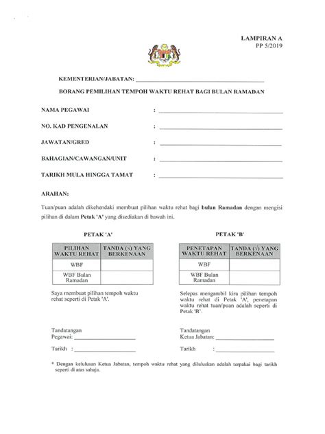 Pekeliling Perkhidmatan Bilangan 5 Tahun 2019 Borang Wbf Pdf
