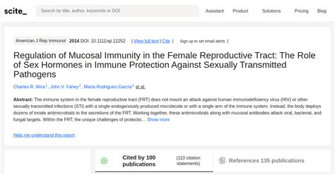 Citation Report Regulation Of Mucosal Immunity In The Female