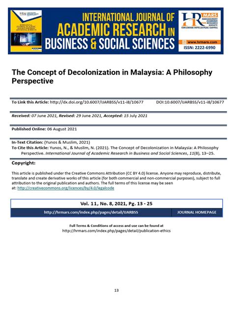 The Concept Of Decolonization In Malaysia A Philosophy Perspective