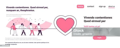 당기 밧줄 큰 핑크 하트 모양 해피 발렌타인 데이 휴일 개념 남자 여자 팀 전체 길이 만화 캐릭터 수평 평면 복사 공간 벡터 일러스트 레이 션 하는 사람들 그룹 줄다리기에