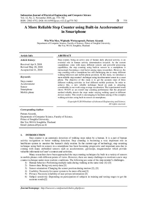 Pdf A More Reliable Step Counter Using Built In Accelerometer In Smartphone