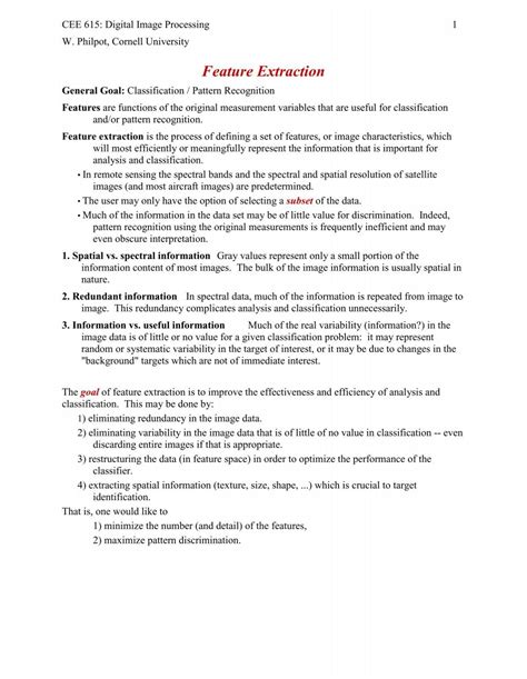 Spectral Feature Extraction Cornell University