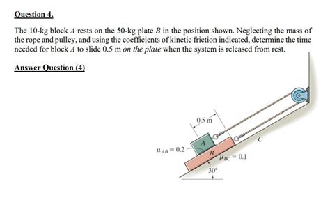 Solved The Kg Block A Rests On The Kg Plate B In The Chegg Com