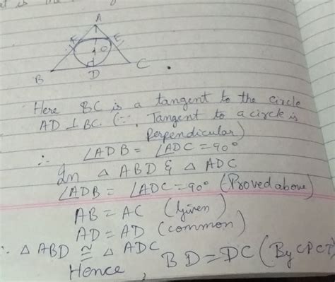 In The Given Figure If AB AC Then Prove BD DC Brainly In