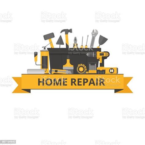 집 수리 개체입니다 건설 도구입니다 홈 리 모델링 및 건축을 위한 손 도구입니다 플랫 스타일 벡터 일러스트 레이 션 집 확장에