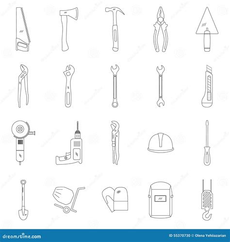 Tools Line Icon Set Stock Vector Illustration Of Lantern 55370730