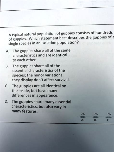 Solved Typical Natural Population Of Guppies Consists Of Hundreds