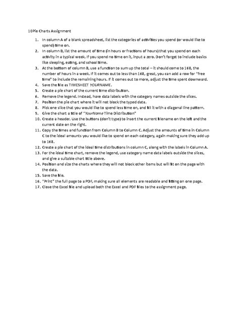 Pie Charts Assignment Pie Chart Homework 10pie Charts Assignment In