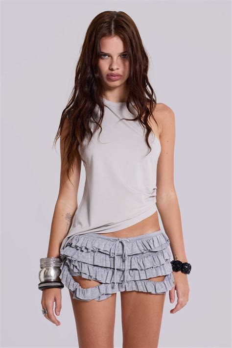 Mya Ruffle Mini Shorts In Grey Jaded London Clothing