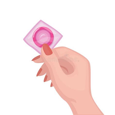Hand Holding Condom Sex Education Symbol Cartoon Illustration Vector Stock Vector