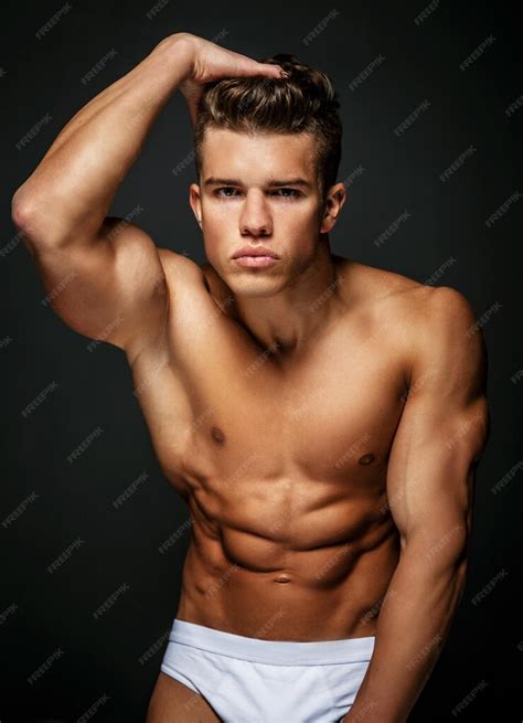 Free Photo Portrait Of Awesome Male Model With Naked Muscular Body