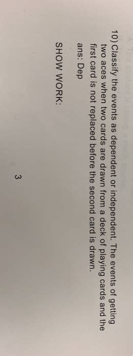solved 9 classify the events as dependent or independent
