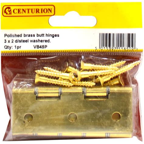 Centurion Vb45p Polished Brassed Contract Butt Hinge Dsw 3 X 2 X 15mm