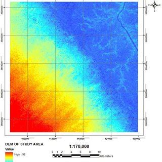 Color Map Digital Elevation Model DEM Of Study Area Download Scientific Diagram