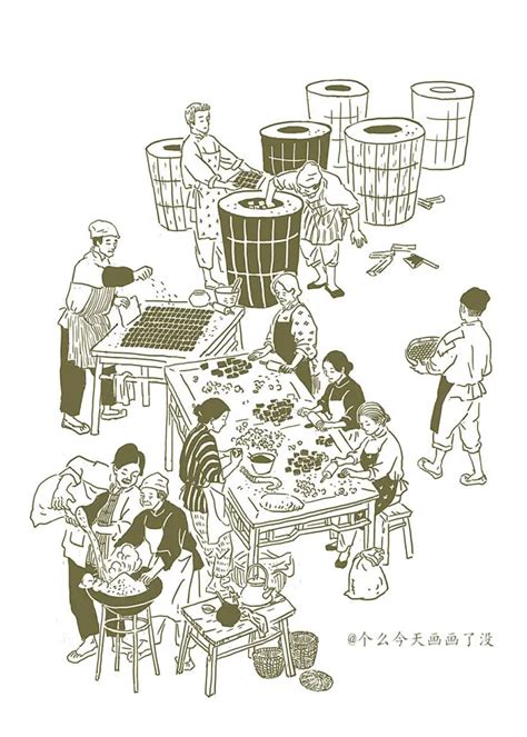 传统糕点制作插图—千成饼 1583880 原创作品 视觉中国shijueme 花瓣网