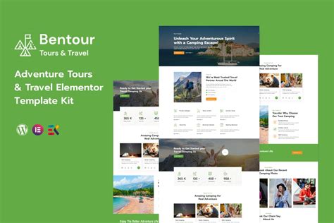 bentour travel and tour booking elementor template kit wp template